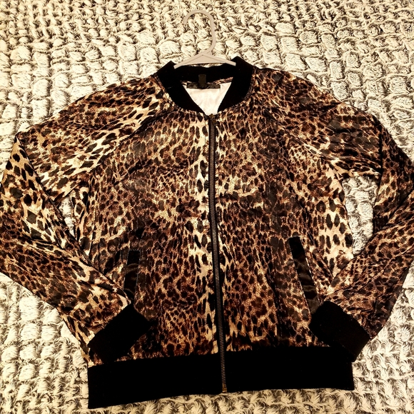 Jackets & Coats | Satin Leopard Print Bomber Jacket | Poshmark